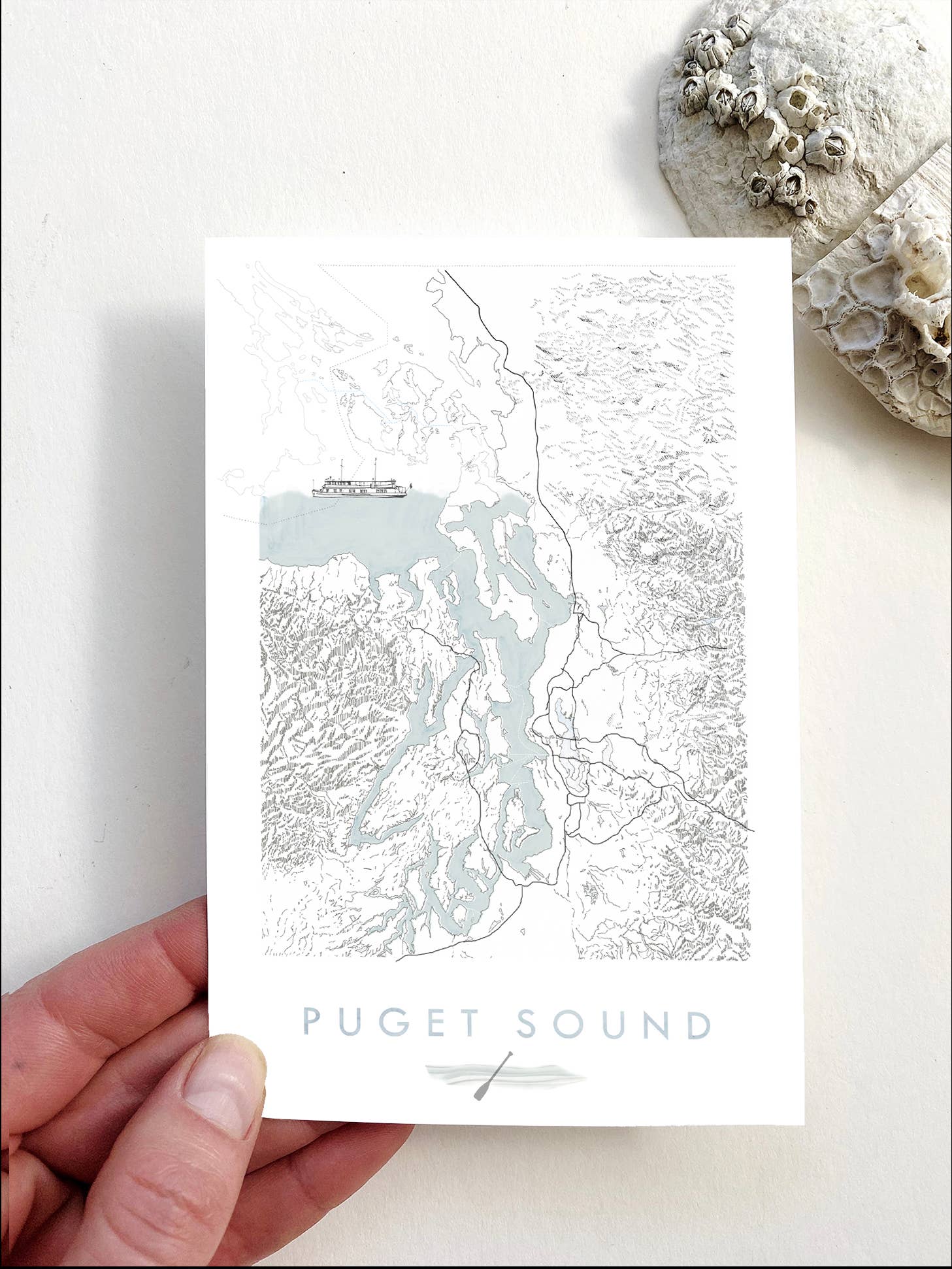 Puget Sound Washington Map - Standard Postcard – Pine & Moss